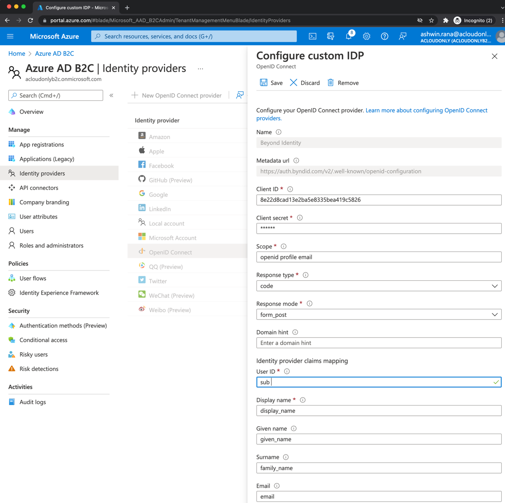 Integration Guide Azure AD B2C – Beyond Identity