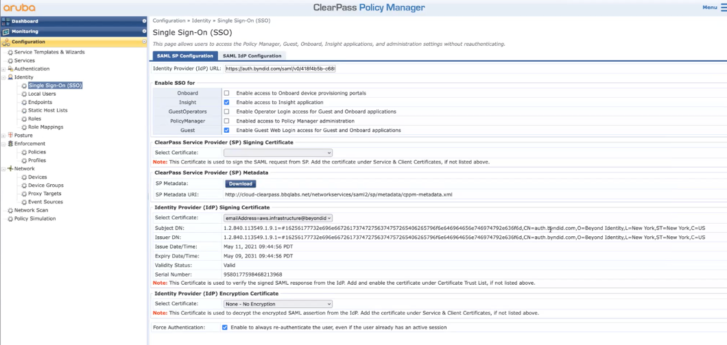Integration Guide for Aruba clearpass (CPPM) – Beyond Identity
